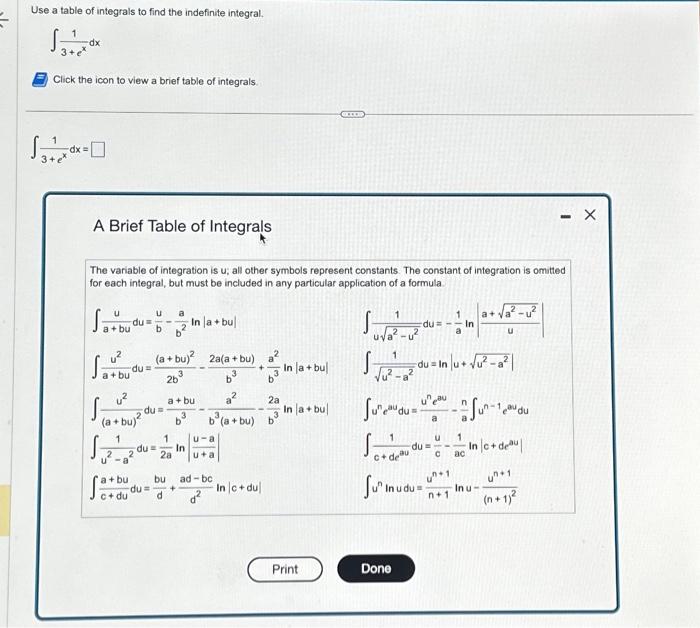 Solved Use a table of integrals to find the indefinite | Chegg.com