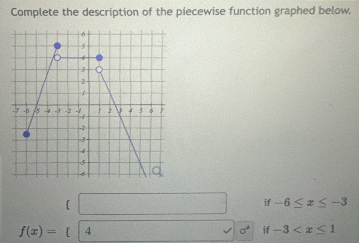 Solved Complete the description of the piecewise function | Chegg.com