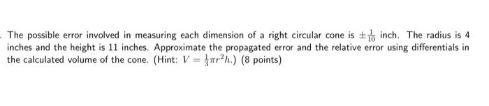 Solved The possible error involved in measuring each | Chegg.com