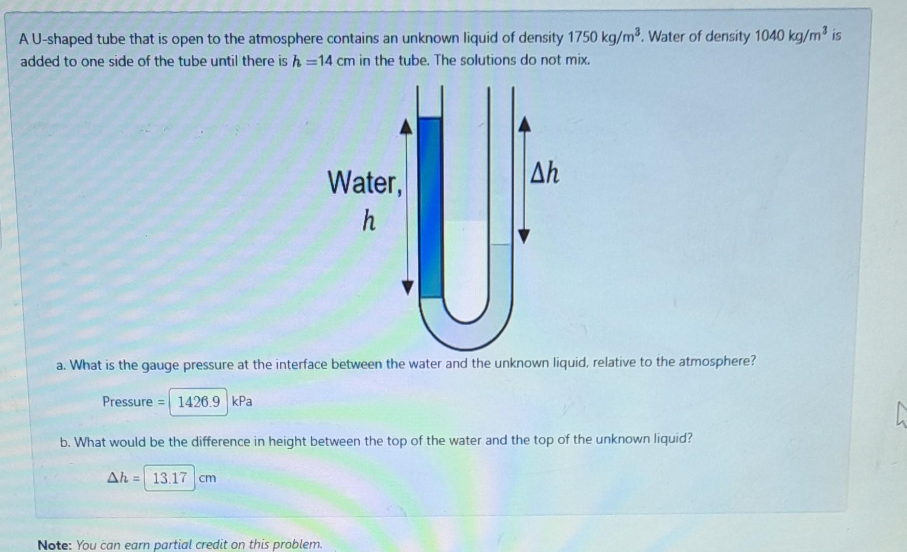 Solved A U-shaped tube that is open to the atmosphere | Chegg.com