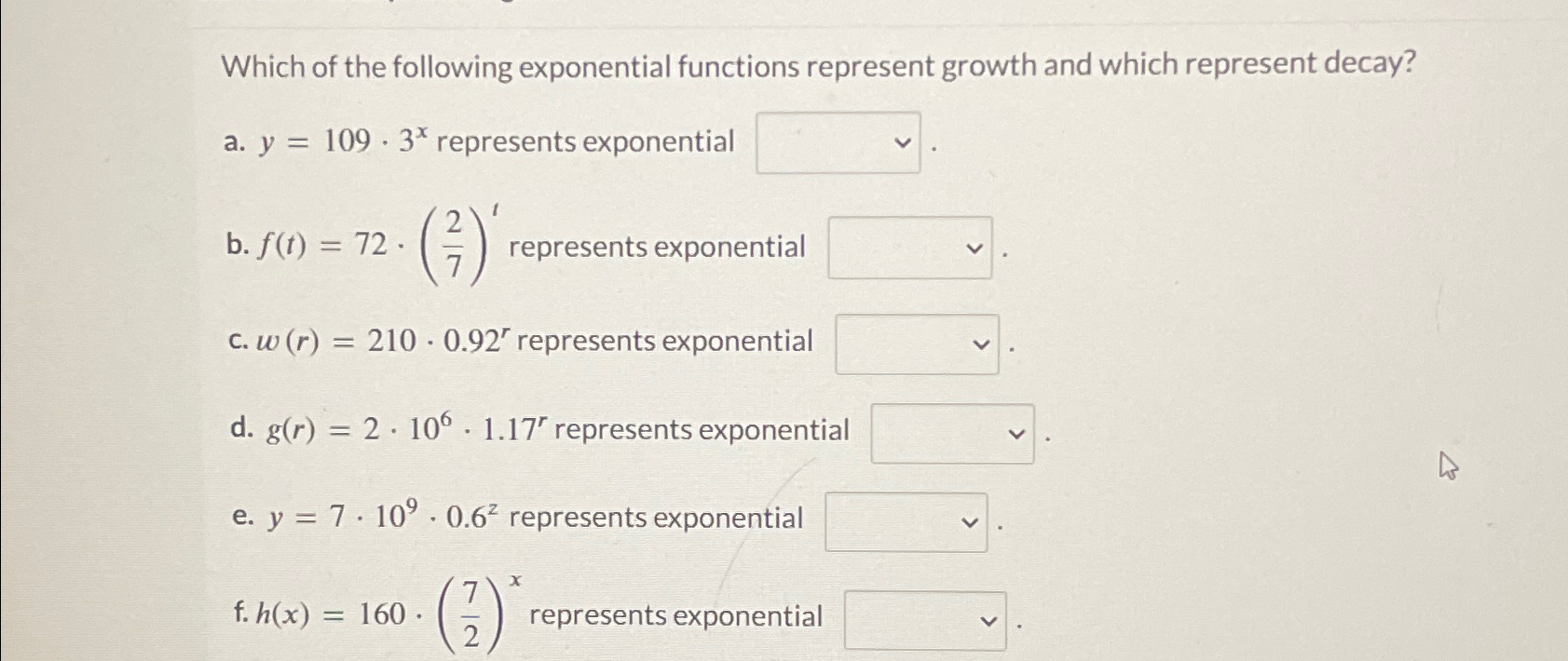 Solved Which of the following exponential functions | Chegg.com