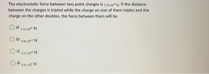 Solved The electrostatic force between two point charges is | Chegg.com