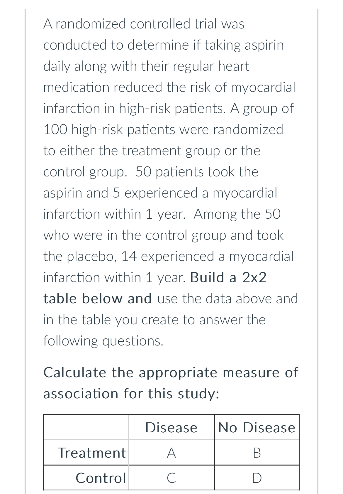 Solved A randomized controlled trial was conducted to | Chegg.com