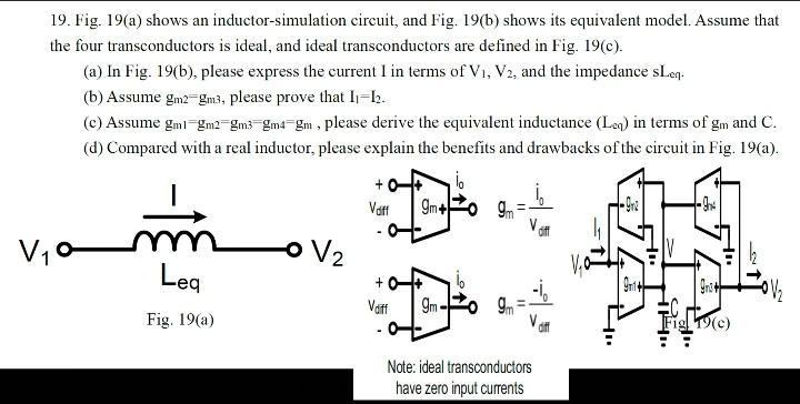 Solved 19. Fig. 19(a) shows an inductor-simulation circuit, | Chegg.com