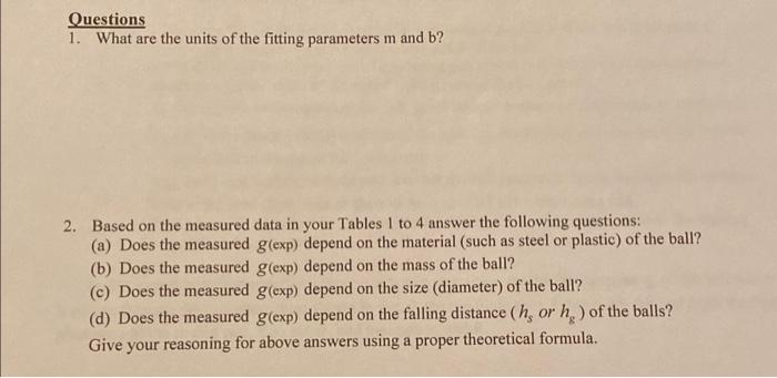 Solved Table 1 Data from Measurement \#1: Free fall time of | Chegg.com