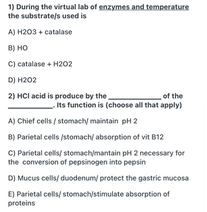 Solved 1) During the virtual lab of enzymes and temperature | Chegg.com