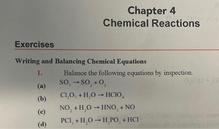 Solved Writing and Balancing Chemical Equations 1. Balance | Chegg.com