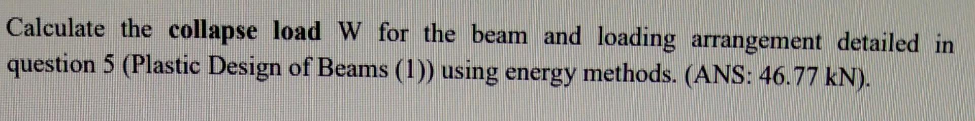 Calculate the collapse load W for the beam and | Chegg.com