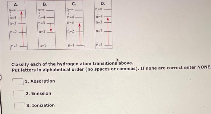 Solved Classify each of the hydrogen atom transitions above. | Chegg.com