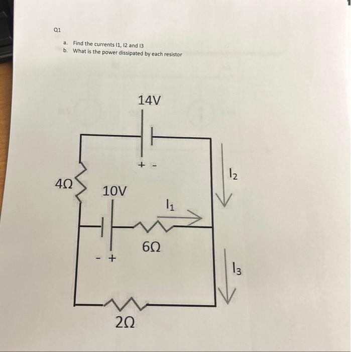 Solved Q1 a. Find the currents 11, 12 and 13 b. What is the | Chegg.com
