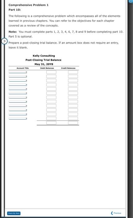 Comprehensive Problem 1 Part 1: The following is a | Chegg.com