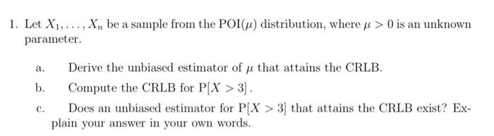 Solved CRAMER RAO LOWER BOUND(THE FIRST TWO QUESTIONS ARE | Chegg.com