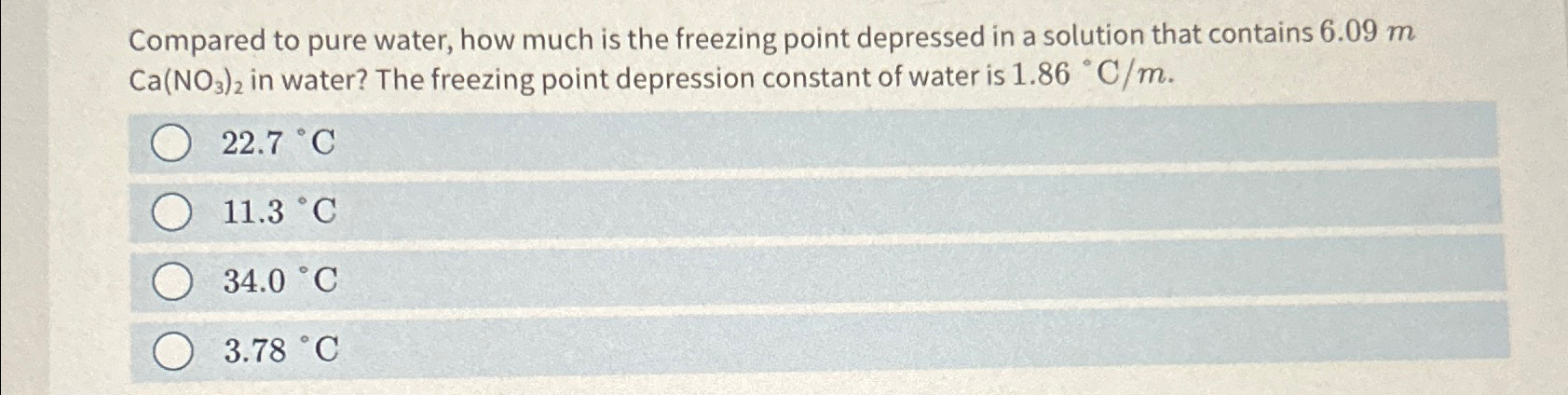 Solved Compared to pure water, how much is the freezing | Chegg.com