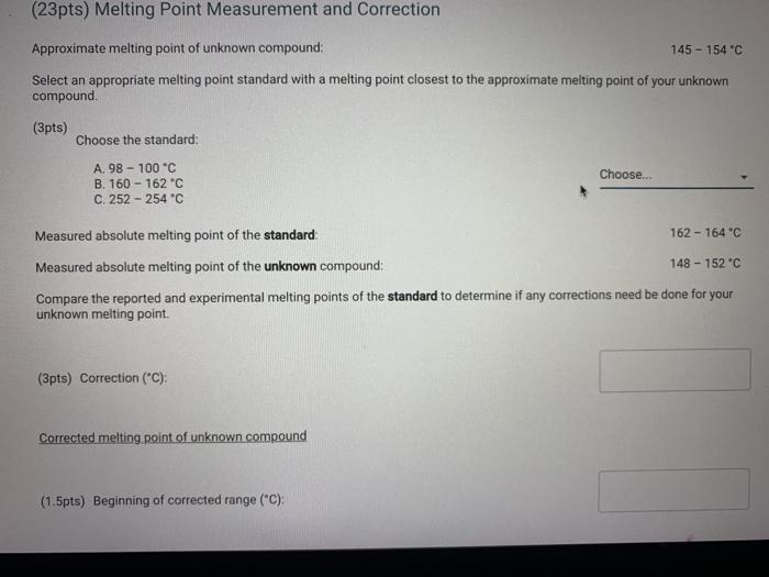 Solved (23pts) Melting Point Measurement and Correction | Chegg.com