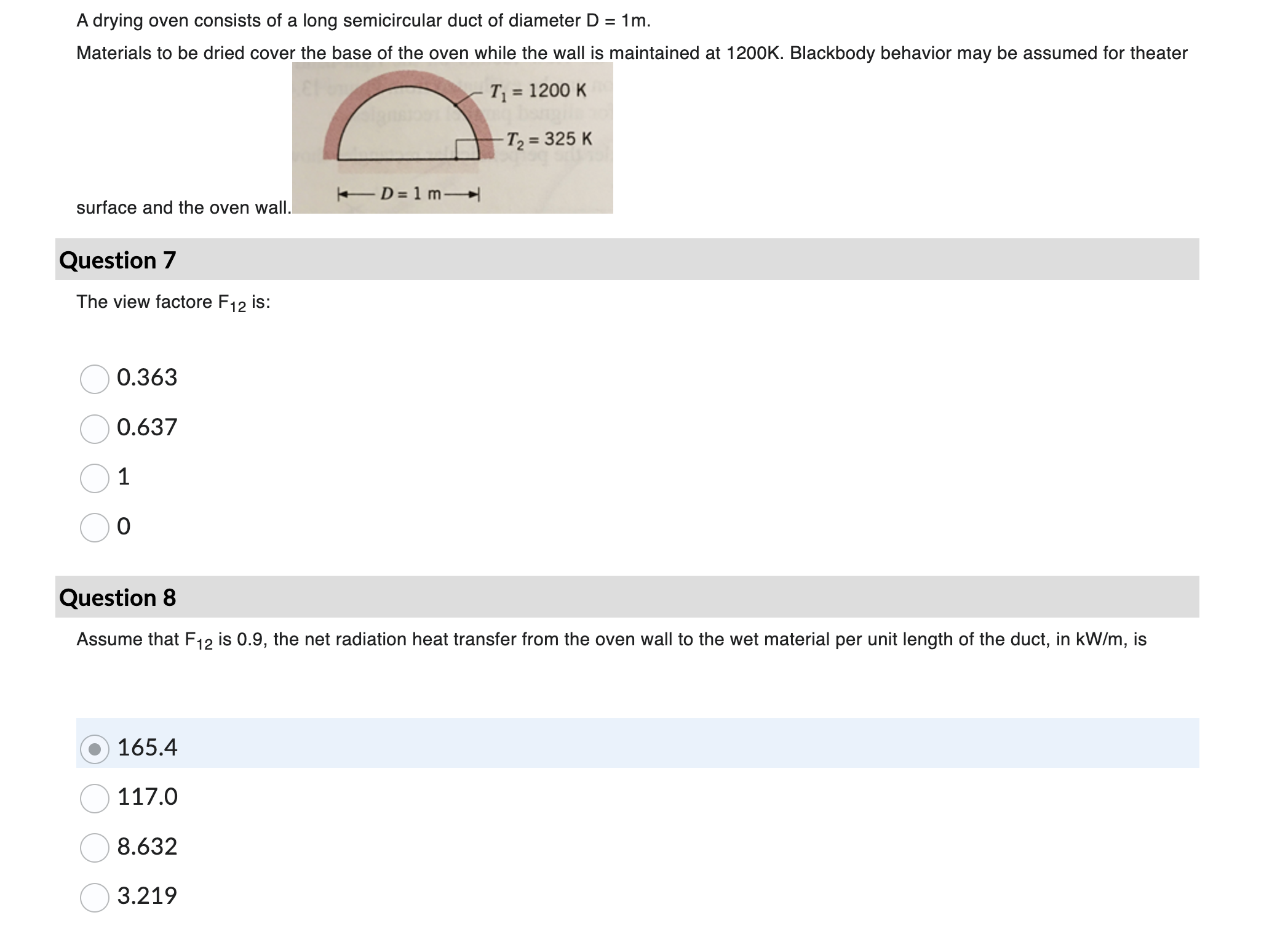 Solved A drying oven consists of a long semicircular duct of | Chegg.com