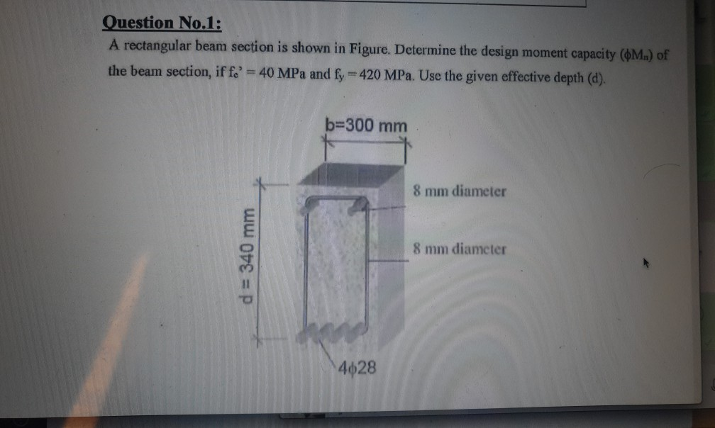 Solved Question No.1: A rectangular beam section is shown in | Chegg.com