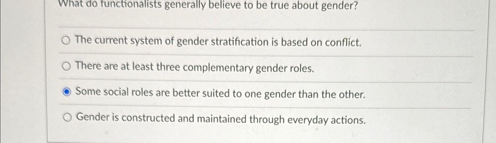 Solved What do functionalists generally believe to be true | Chegg.com