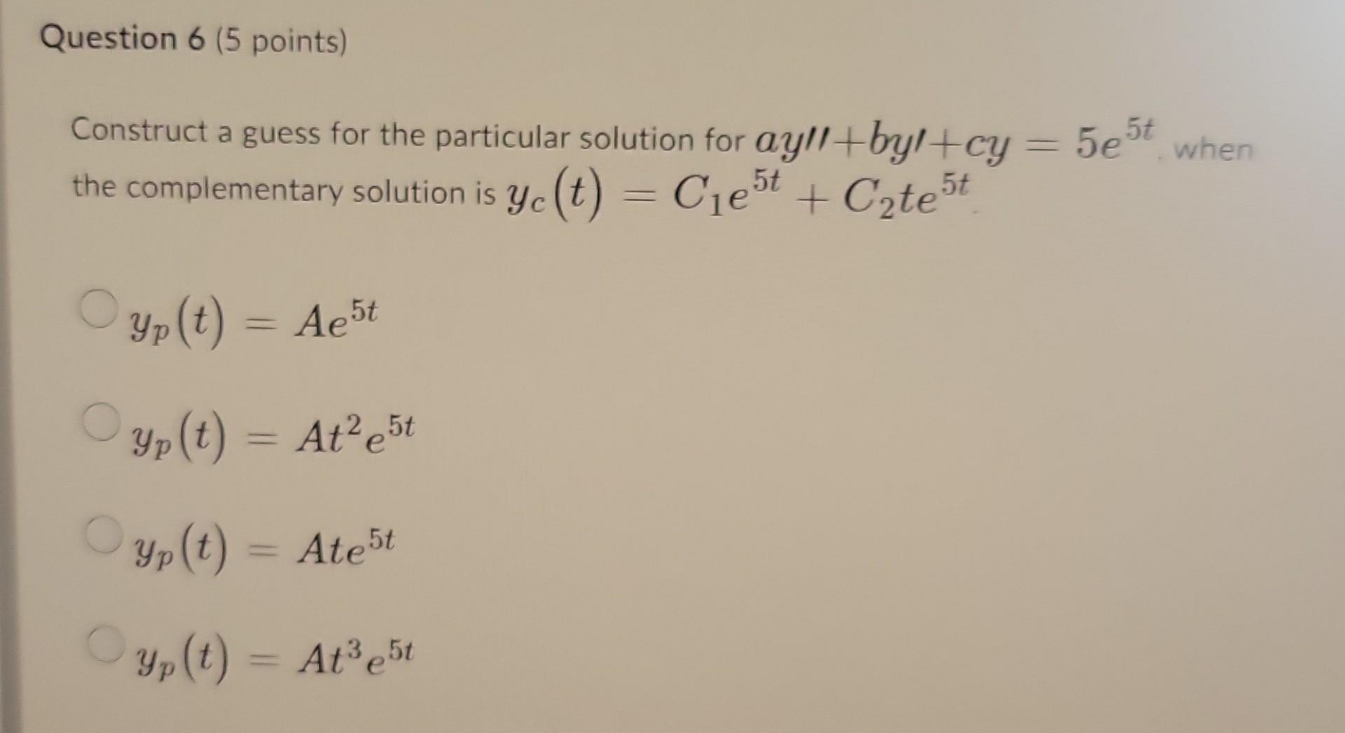 Solved Construct a guess for the particular solution for | Chegg.com