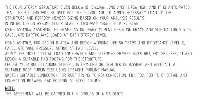 Solved THE FOUR STOREY STRUCTURE GIVEN BELOW IS 18 m×24 m | Chegg.com