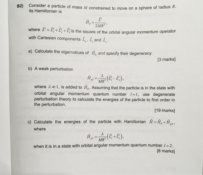 Solved B2) Consider a particle of mass M constrained to move | Chegg.com
