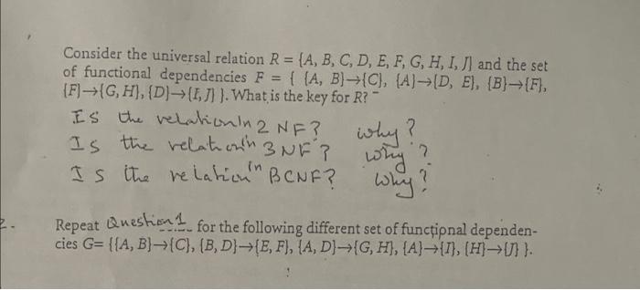 Solved Consider the universal relation | Chegg.com
