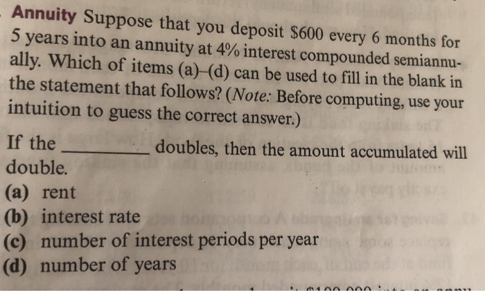 Solved - Annuity Suppose that you deposit $600 every 6 | Chegg.com Solved - Annuity Suppose that you deposit $600 every 6 | Chegg.com
