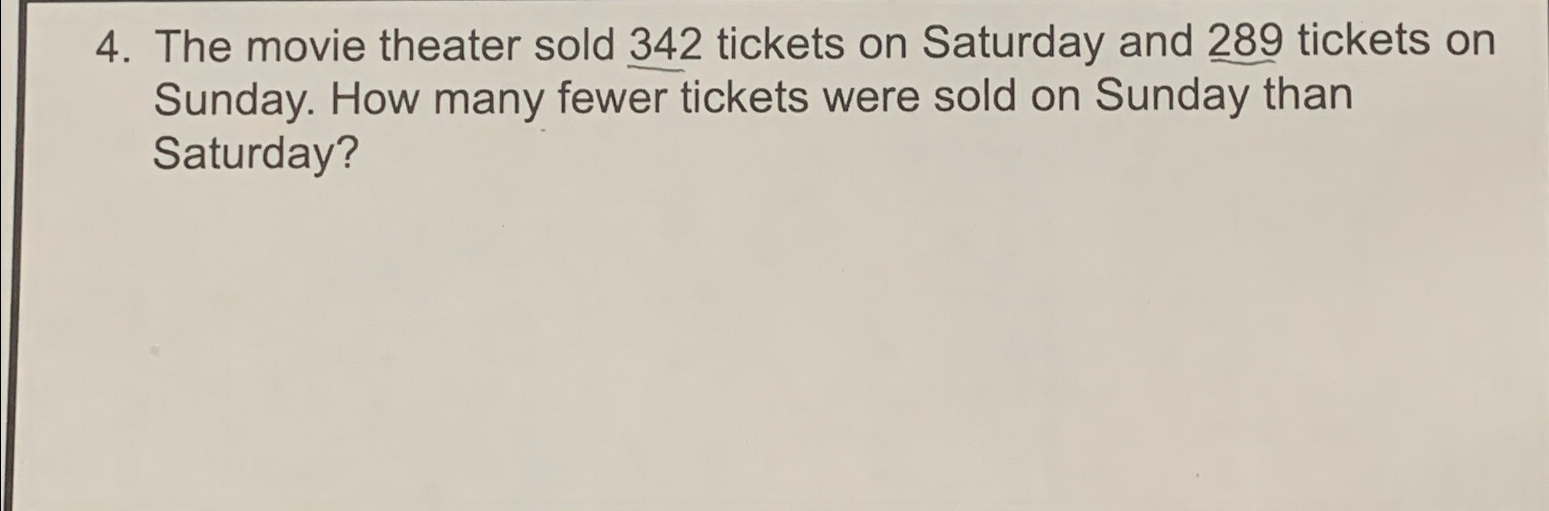 Solved The movie theater sold 342 ﻿tickets on Saturday and | Chegg.com