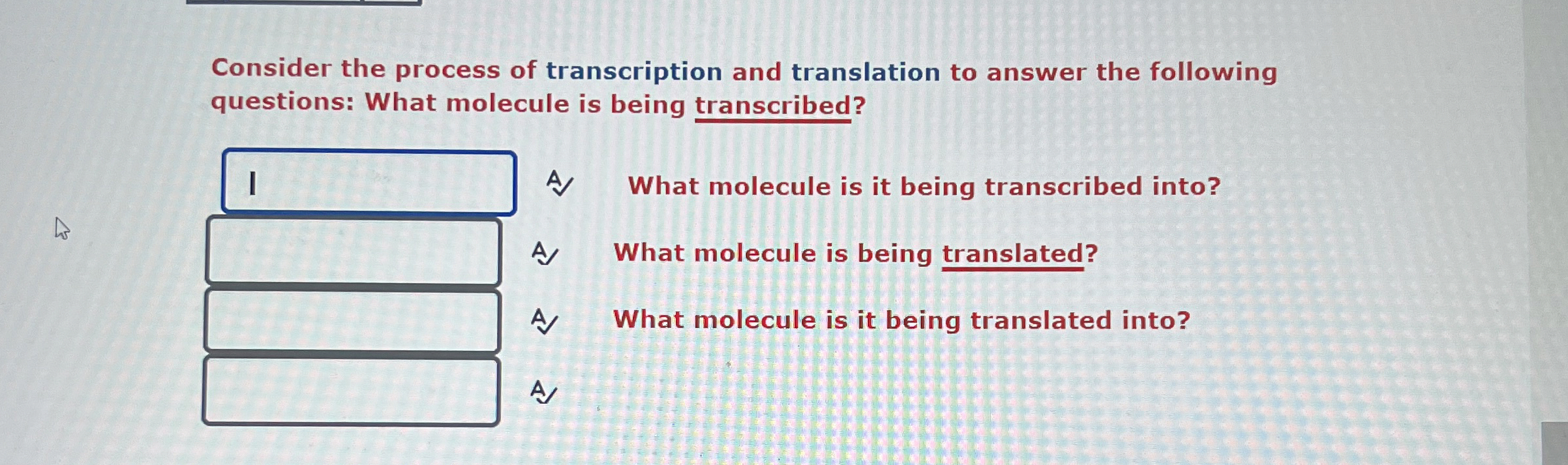 Solved Consider the process of transcription and translation | Chegg.com
