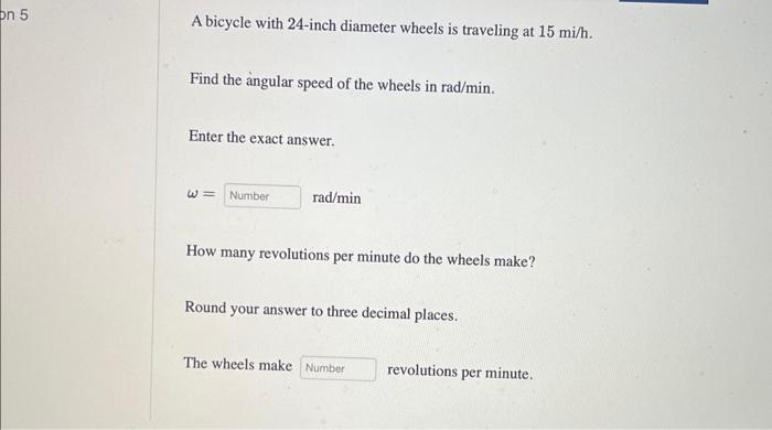 Solved A bicycle with 24 -inch diameter wheels is traveling | Chegg.com