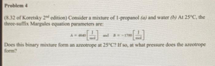 Solved Problem 4 (8.32 of Koretsky 2nd edition) Consider a | Chegg.com
