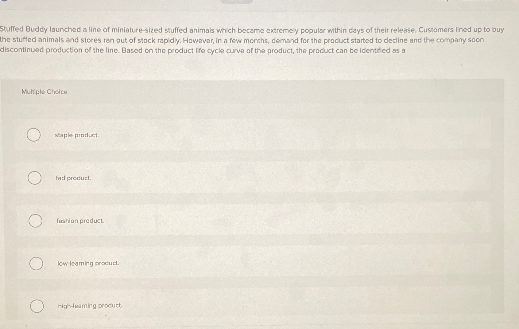 Solved Stuffed Buddy launched a line of miniature-sized | Chegg.com