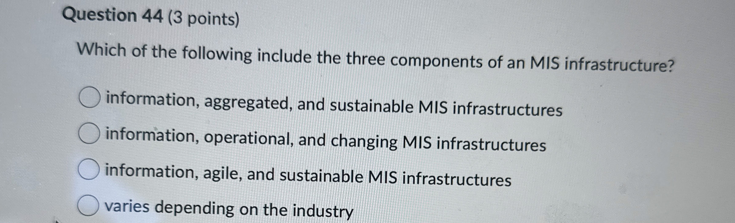 Solved Question 44 (3 ﻿points)Which of the following include | Chegg.com