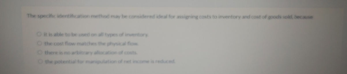 Solved The specific identification method may be considered | Chegg.com