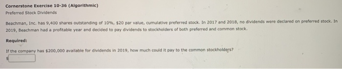Solved Cornerstone Exercise 10-36 (Algorithmic) Preferred | Chegg.com
