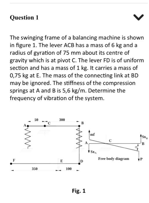 Question 1 The swinging frame of a balancing machine | Chegg.com