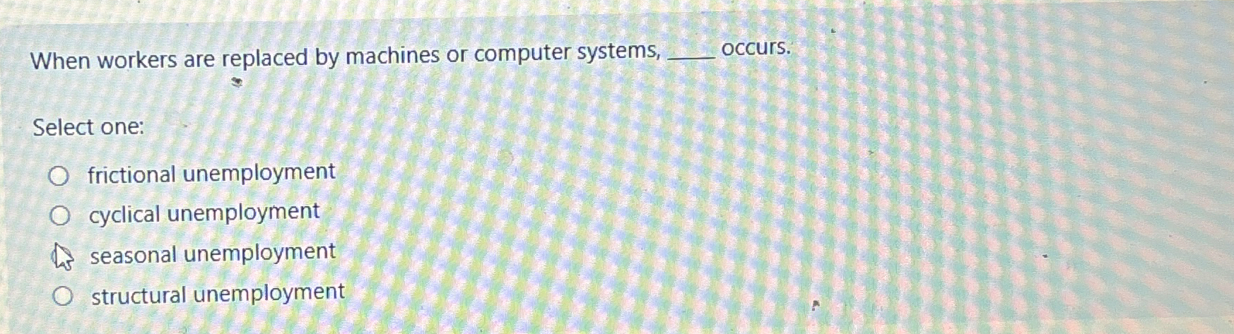 Solved When workers are replaced by machines or computer | Chegg.com