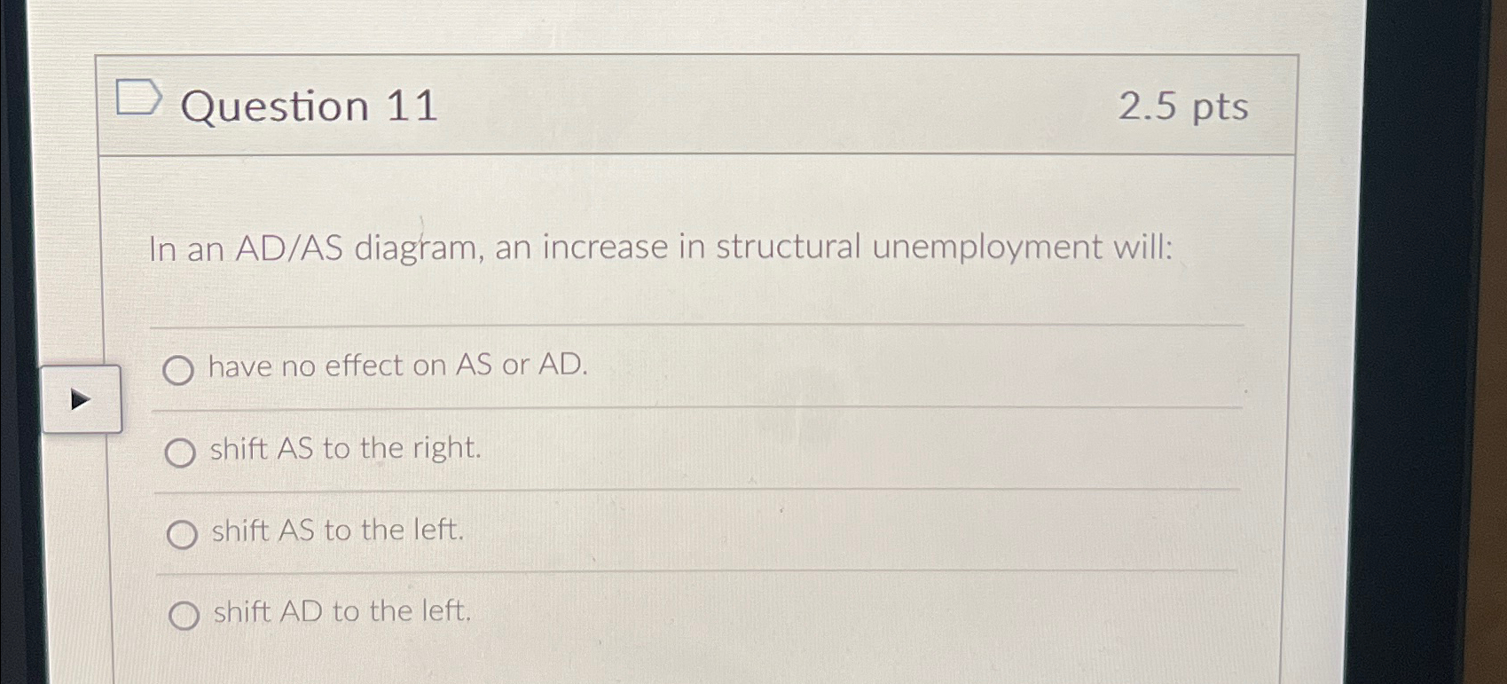 Solved Question 112.5ptsIn an AD/AS diagram, an increase in | Chegg.com