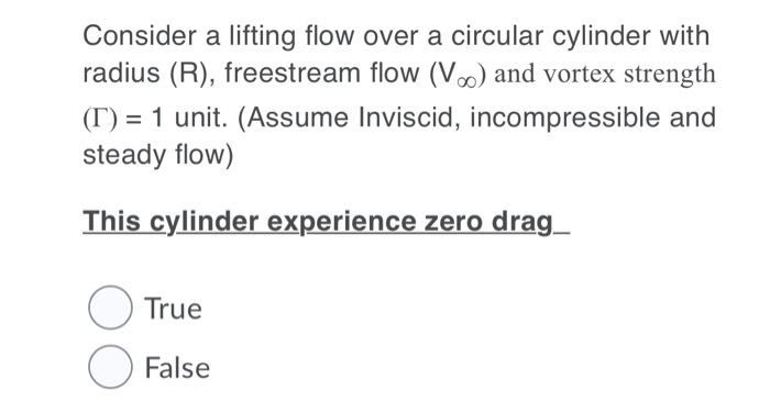 Solved Consider a lifting flow over a circular cylinder with | Chegg.com
