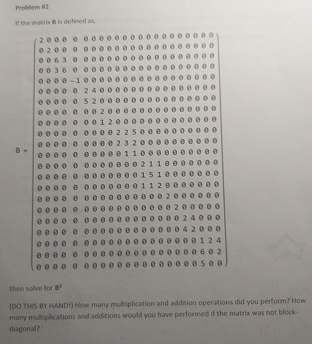 Solved Problem #2If the matrix B ﻿is defined as,then solve | Chegg.com