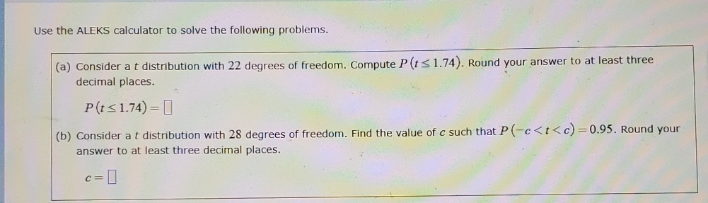 Use the ALEKS calculator to solve the following | Chegg.com