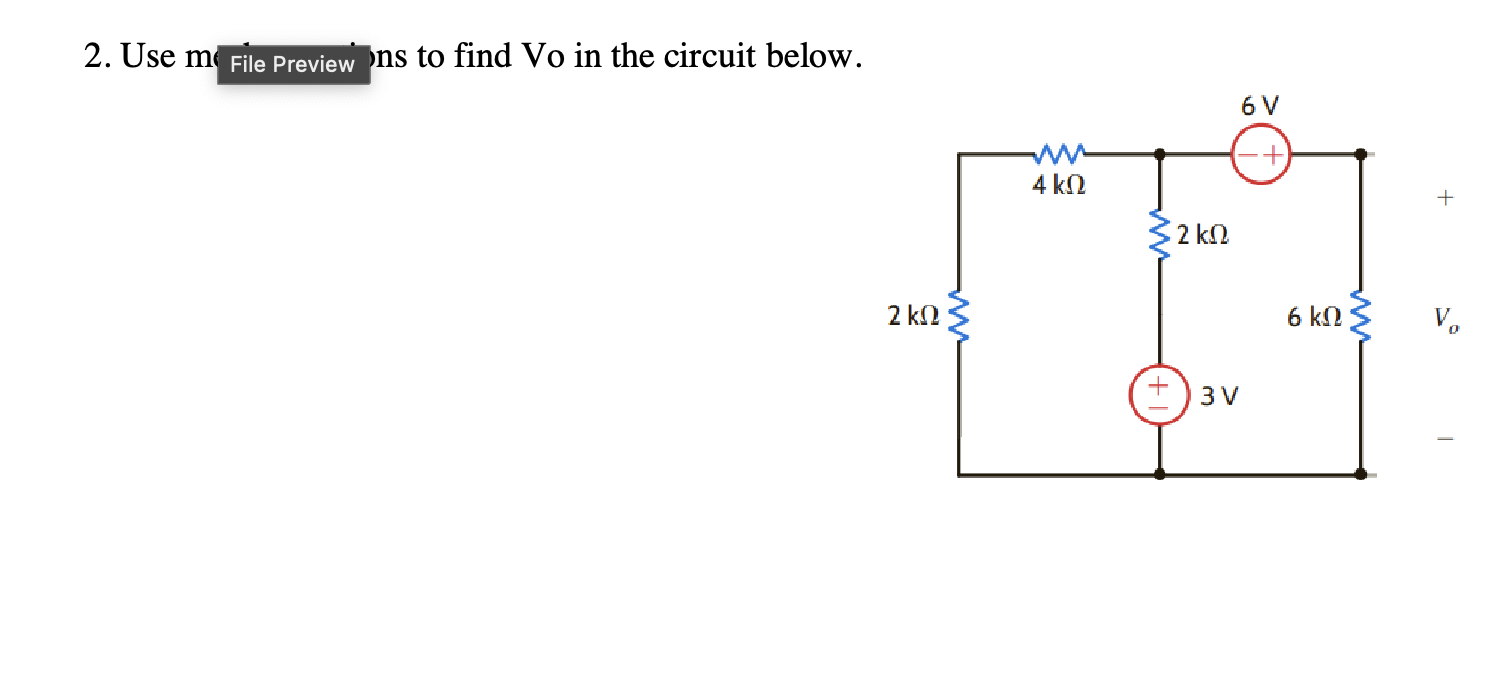 Solved Use mesh analysis to find Vo ﻿in the circuit below. | Chegg.com