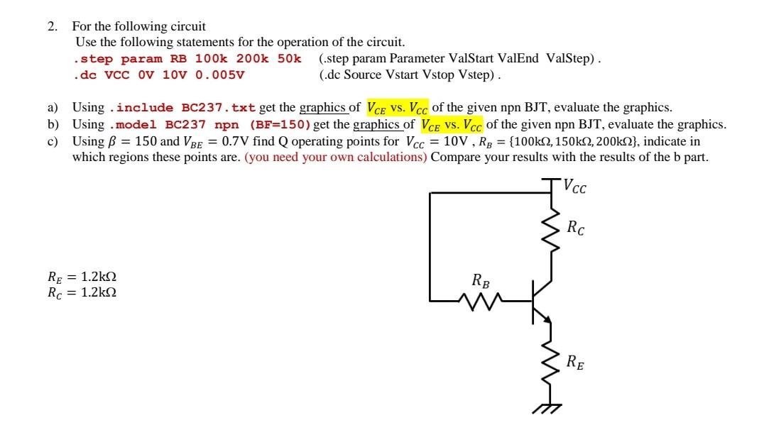 Solved 2. For the following circuit Use the following | Chegg.com