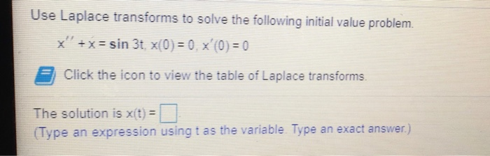 Solved Use Laplace transforms to solve the following initial | Chegg.com