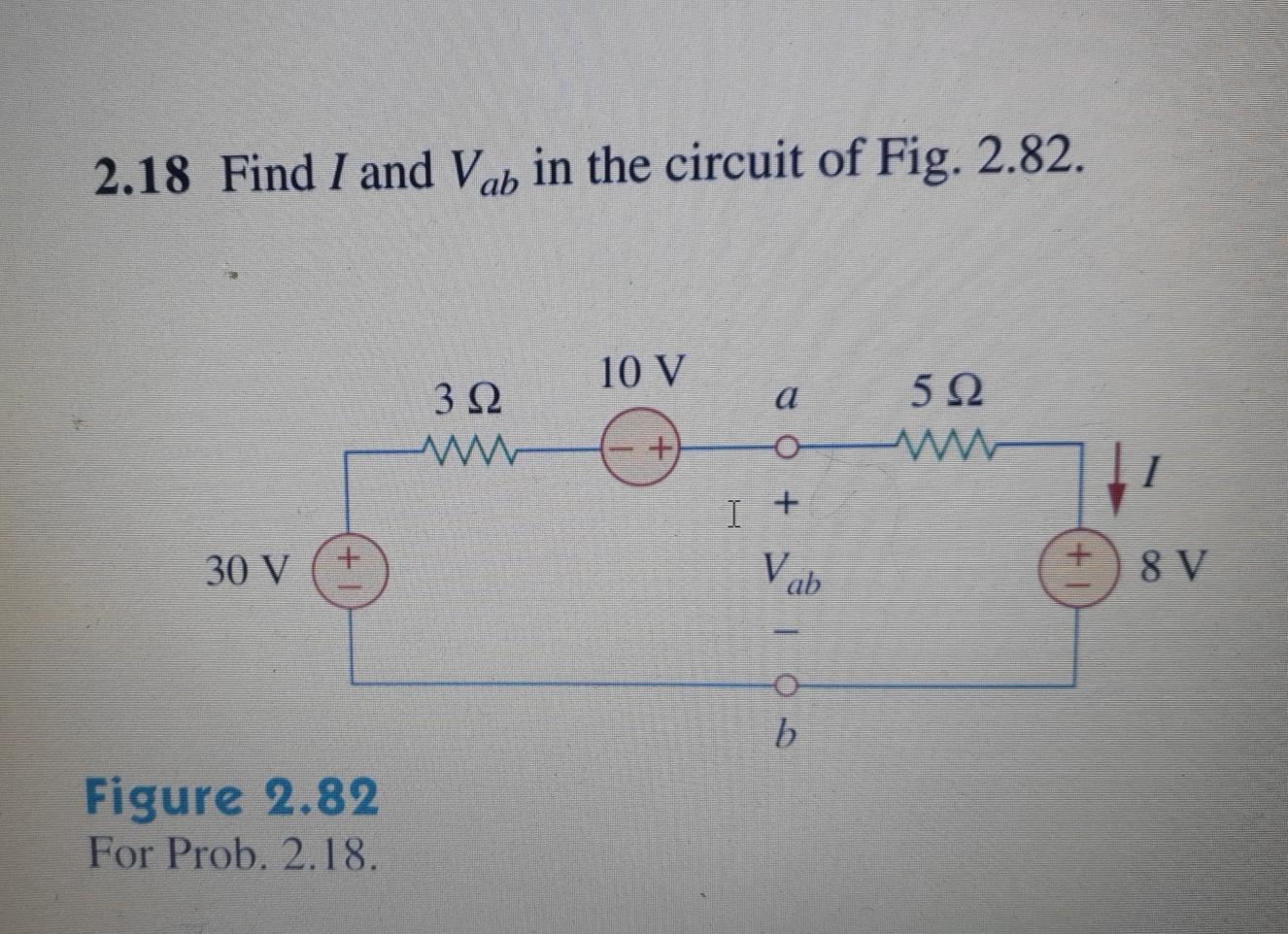 Solved 2.18 Find I and Vab in the circuit of Fig. 2.82. 10 V | Chegg.com