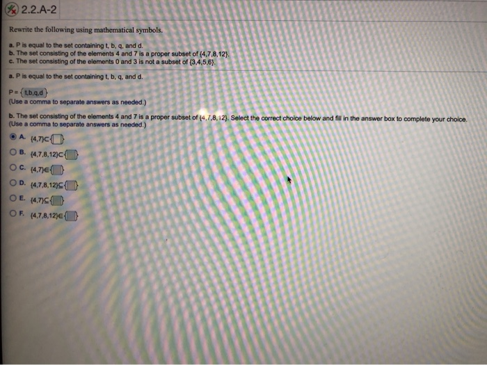 Solved 2.2.A-2 Rewrite the following using mathematical | Chegg.com