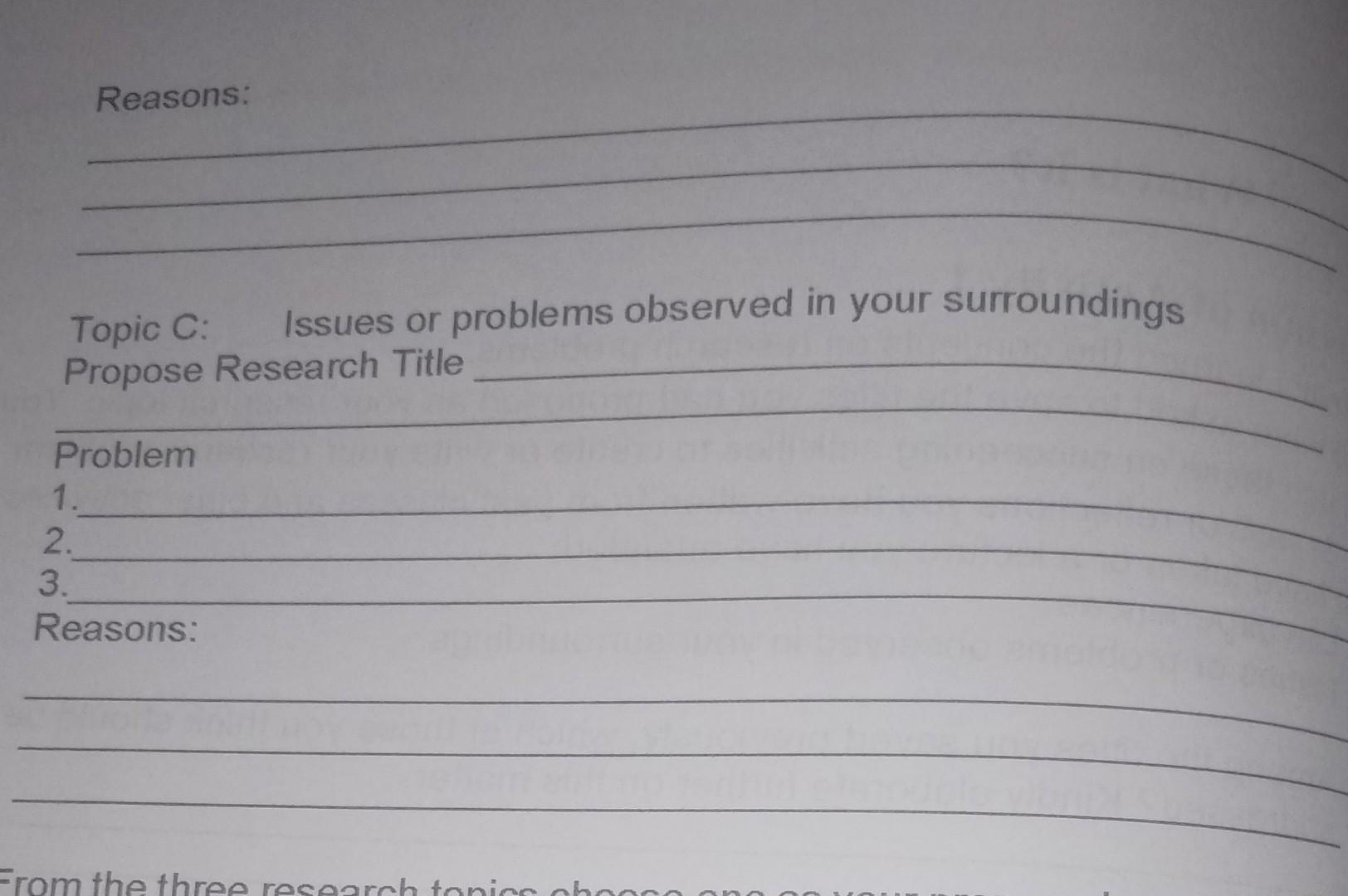 Solved Reasons: Topic C: Issues or problems observed in your | Chegg.com