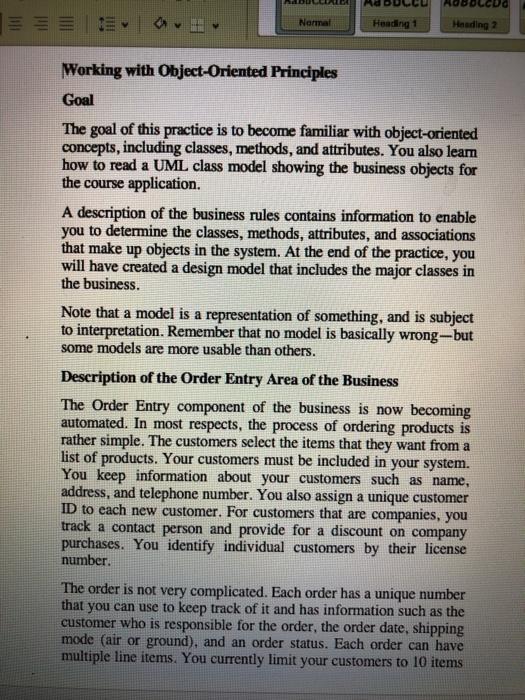 Solved Normal Heading 1 Heading 2 Working with | Chegg.com