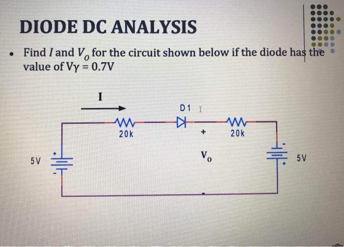 Solved DIODE DC ANALYSIS • Find I and V, for the circuit | Chegg.com