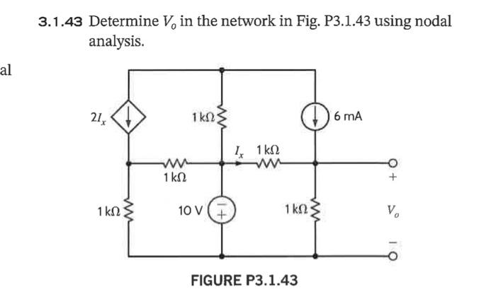 Solved 3.1.43 Determine V0 in the network in Fig. P3.1.43 | Chegg.com