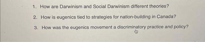 1. How are Darwinism and Social Darwinism different | Chegg.com